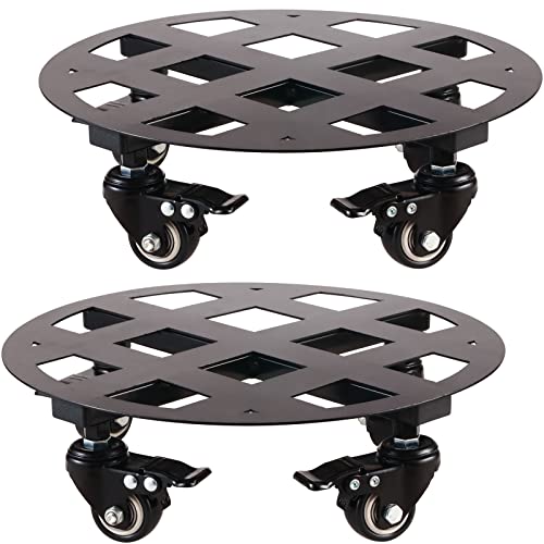 2 Packs Metal Plant Caddy with Wheels 12β Heavy-Duty Wrought Iron Rolling Plant Stands with Casters Indoor and Outdoor Plant Pot Roller Base Plant Saucer Movers Black, Strong Load Capacity