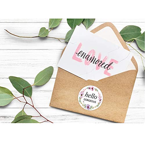 1.5 inch Flower Hello Gorgeous Stickers Labels for Small Business Birthday Party,Gift Bags 500 pcs Per Roll