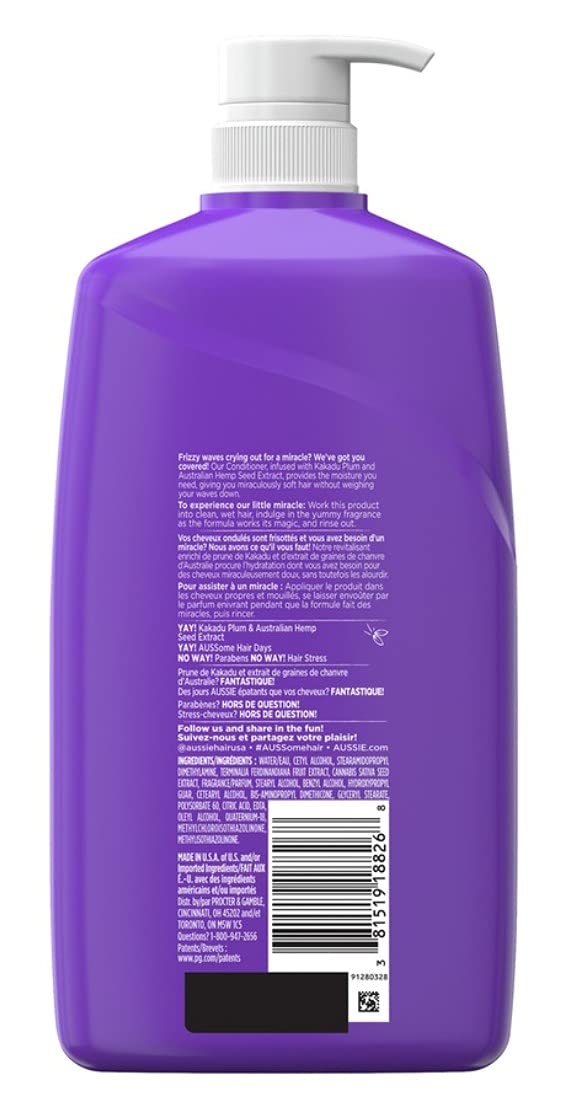 Aussie Conditioner Miracle Waves 26.2 Ounce (778ml) (Pack of 2)