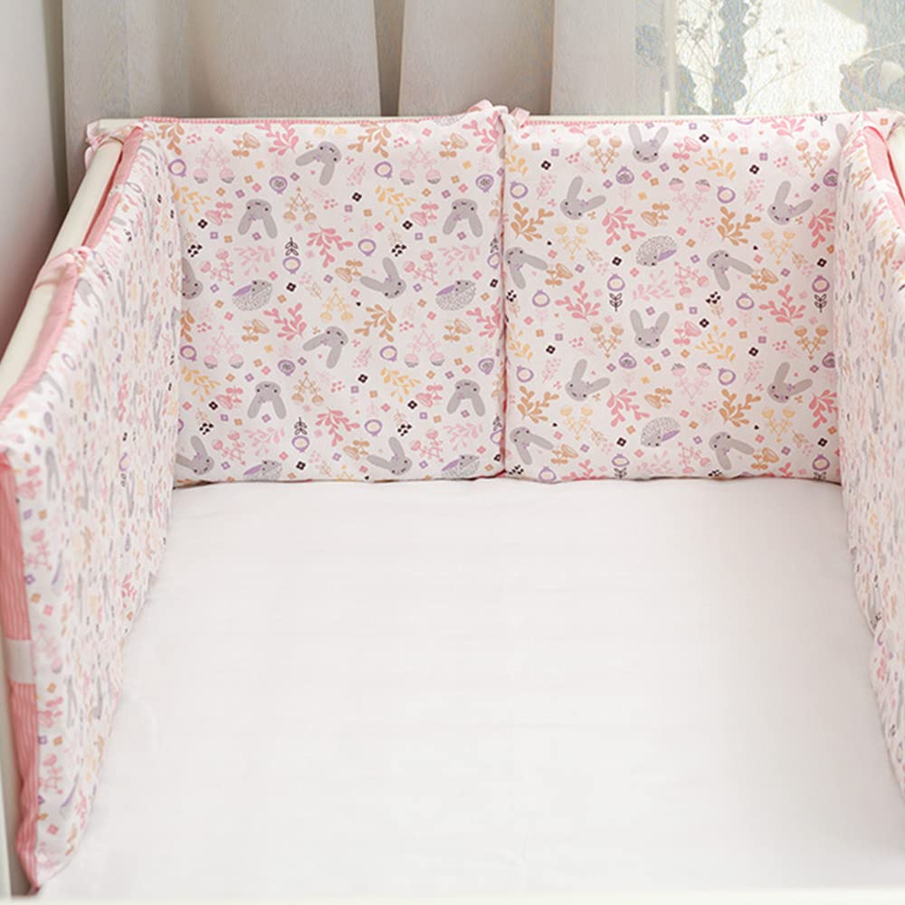 6Pcs Cotton Baby Crib Bumper Pads, 12x12IN Breathable Mesh Crib Liner Padded Crib Bumpers Safe Crib Protector Buffer Pads Crib Bedding Bumper Washable Bed Bumper for Cribs for Toddler Boys Girls