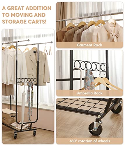LIFEFAIR Clothing Garment Rack Double Rail Heavy Duty Rolling Clothes Rack with Wheels and Bottom Shelves Capacity 550 lbs Hanging Organizer Stand