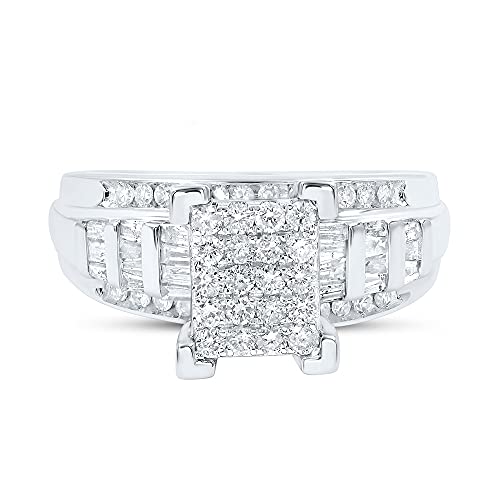 10kt White Gold Round Diamond Bridal Wedding Engagement Ring 7/8 Cttw