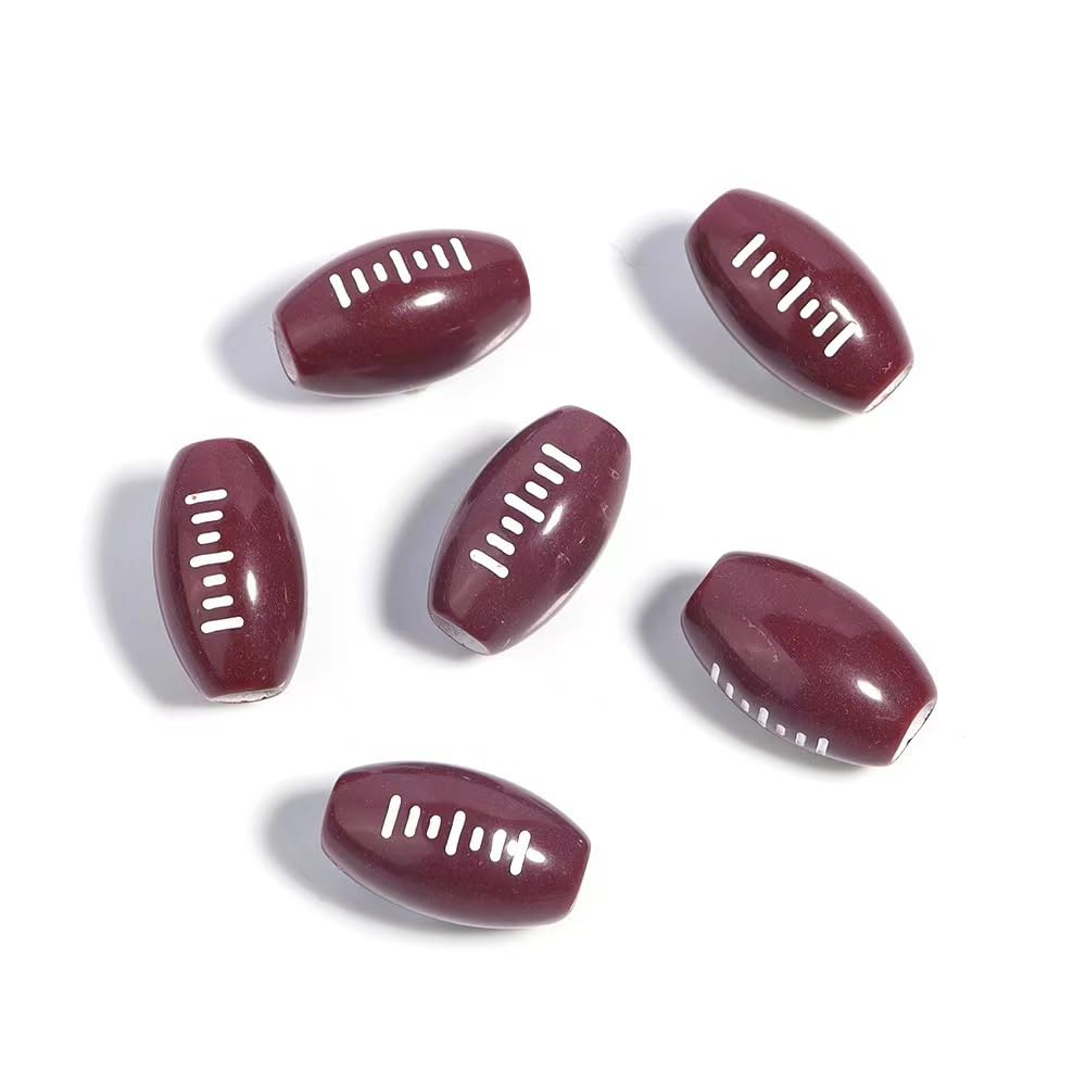 100 Pcs Football Beads 12mm Sports Pony Beads