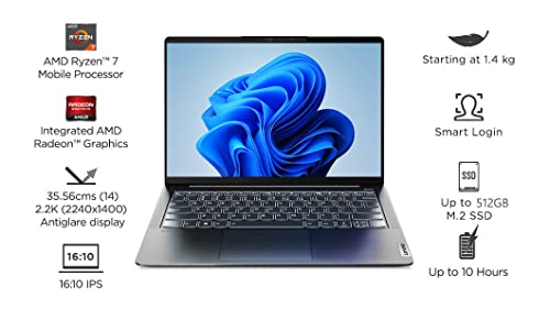 2022 Lenovo IdeaPad 5 Pro Laptop, 14" 2K (2240 x 1400) IPS 100% sRGB 16:10 Touch Display, AMD Ryzen 5 5600U,16GB RAM, 512GB PCIe SSD, Two Type-C Port, Webcam, Backlit KB, Win 11