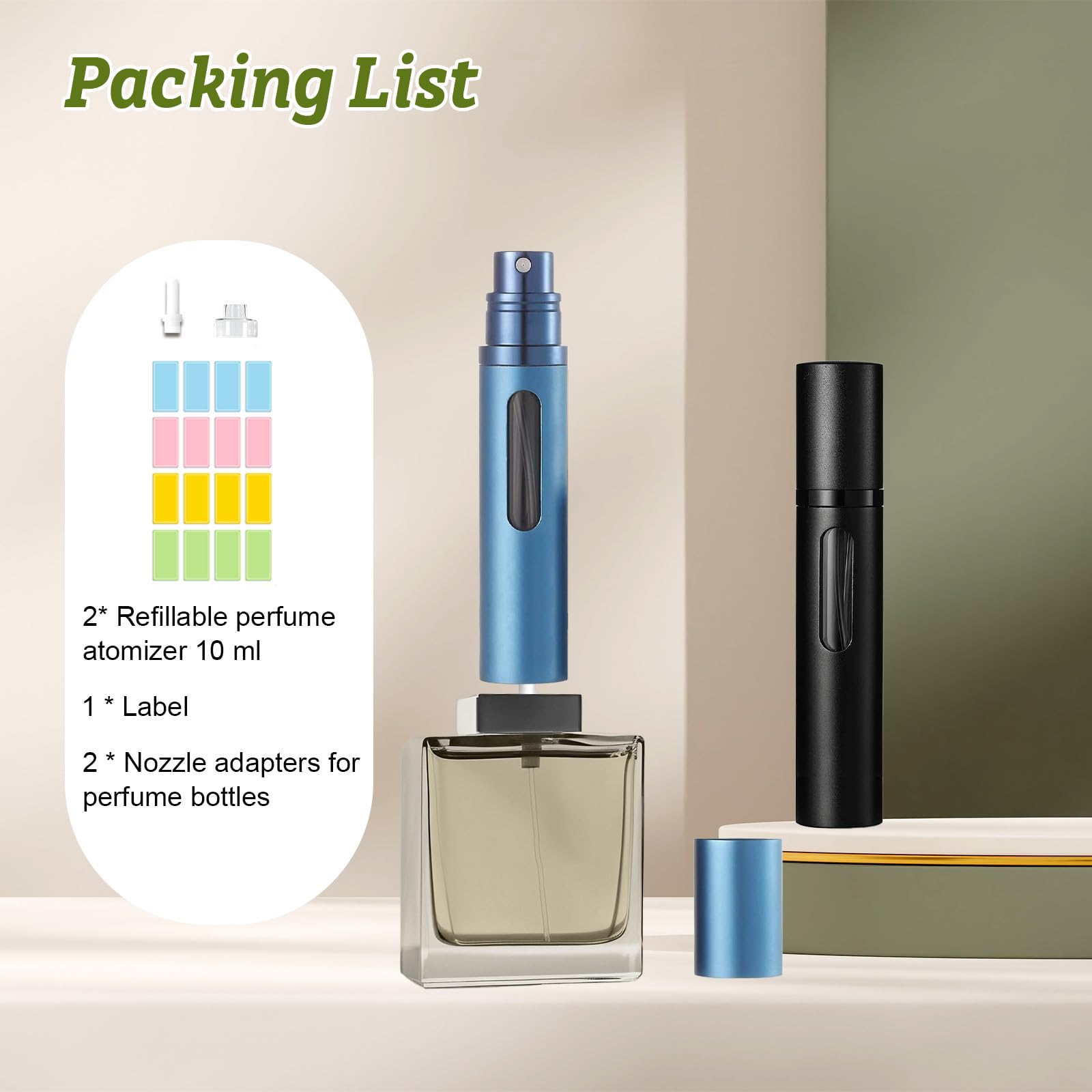 SixTmoon Perfume Atomizer Bottle, Portable Refillable Perfume Bottle Sprayer Leakproof, Travel Mini Size Cologne Sprayer for Men Women, 8ml (Black)