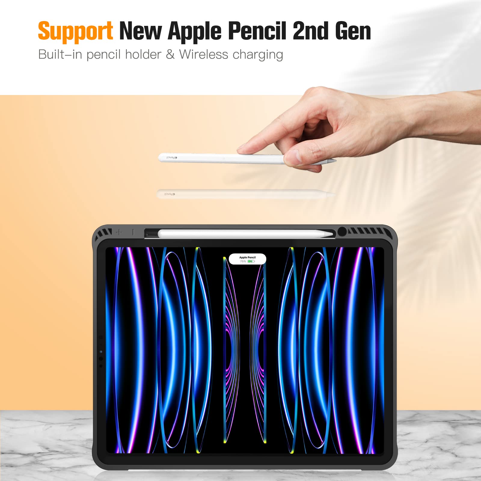 Fintie Case for iPad Pro 12.9-inch 6th Generation 2022, [Built-in Pencil Holder] Slim Soft TPU Protective Cover with Auto Wake/Sleep, Also Fit iPad Pro 12.9" 5th & 4th & 3rd Gen, Composition Book