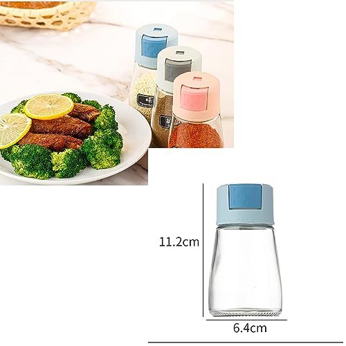 2 Pcs Adjustable Salt and Pepper Shakers,Spice Dispenser ,Glass Salt Dispenser,Each Press 0.5g Salt Healthy Intake (A)