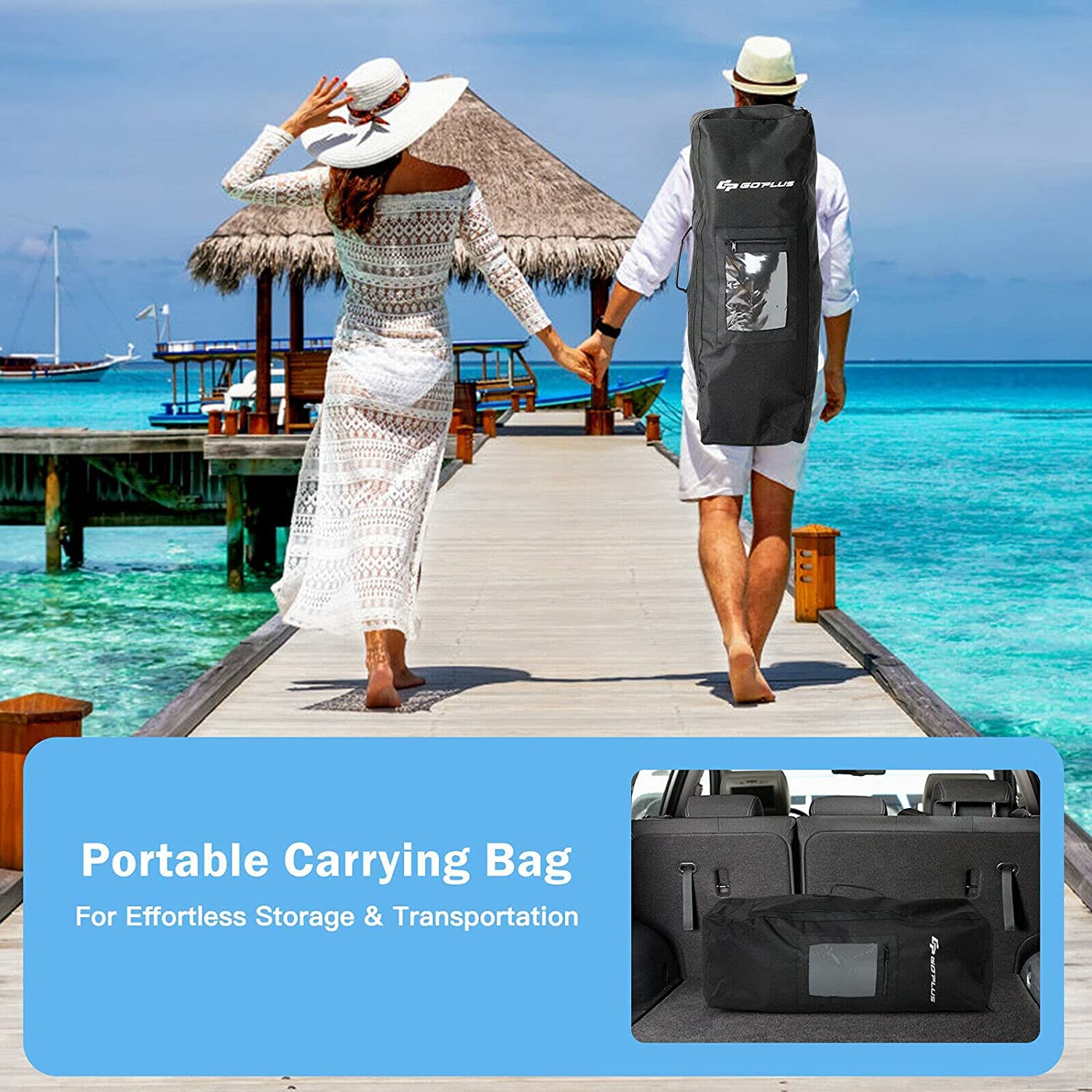 10‘ Inflatable Lightweight Stand up Paddle Board, Premium Yoga Board W/Durable SUP Accessories, with Fins, Carrying Bag, Non-Slip Deck, Adjustable Paddle & Hand Pump, Wide Stance