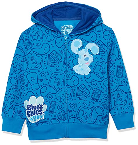 Nickelodeon Boys' Blue's Clues & You Toddler All Over Print Zip Up Fleece Hoodie, Royal, 3T