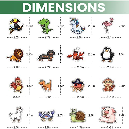 200-PCS Animal Stickers for Kids, 4 Packs (50/Pack) - Shiny Cute Animal Stickers for Water Bottles, Laptop, Skateboard, Notebook - Reusable Animal Vinyl Stickers - Waterproof (StackorsBeast)