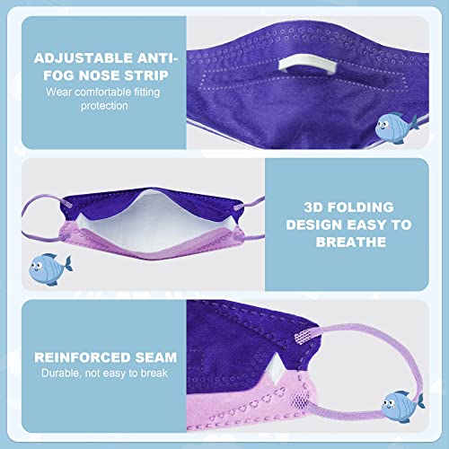 Sheal 50PCS Disposable 4-Layer Kids Face Masks Protection Breathable Comfortable 5 Gradient Colors for Kids (3-5 Years)