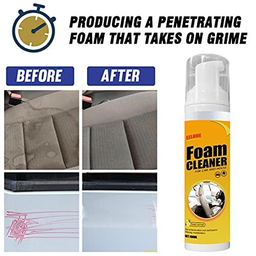 200ml Foam Cleaner For Car And House Lemon Flavor,Leather Decontamination,Strong Decontamination Cleaners Spray,Foam Cleaner,Powerful Stain Removal,Multifunctional Car Foam Cleaner Spray For Car,House