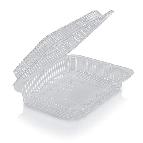 Clear Plastic Hinged Food containers - Sturdy Disposable Bakery Lid Cookie Container Boxes - 7βx 6βx2β (40)