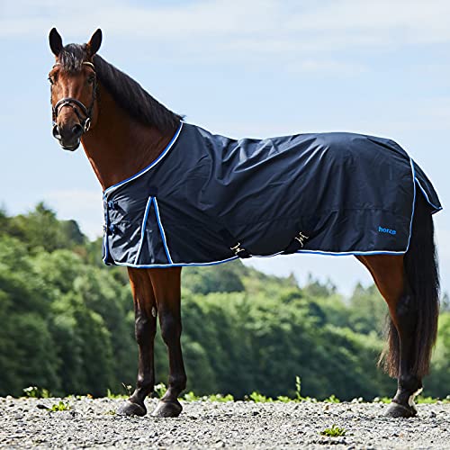 HORZE Glasgow Heavy Weight Waterproof Winter Turnout Horse Blanket (350g Fill) - Dark Blue - 78 in
