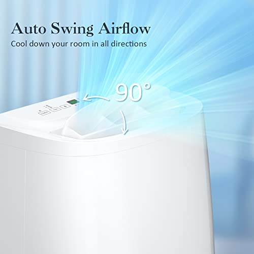 14000 BTU Portable Air Conditioners, Portable AC Unit with 90° Adjust Angle Powerful Cooling for Room Up to 500 Sq. Ft, 3 in 1 Air Conditioner, Dehumidifier & Fan Modes, with Remote, 24Hrs Timer, White