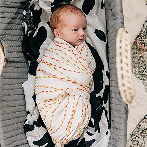 Red Rover Kids Cotton Muslin Swaddle - 47”x 47”- 100% Cotton – Machine Washable – Softer with Every Wash – Playful Designs -Soft, Breathable & Lightweight – Unisex (Lassos)
