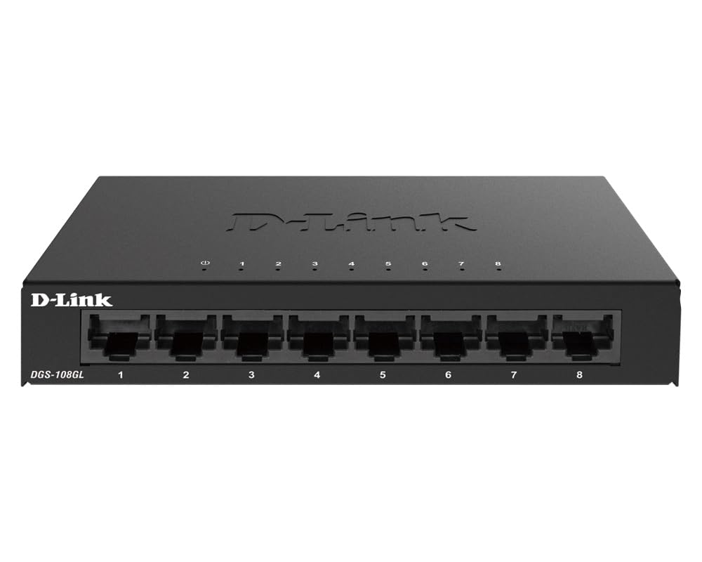 D-Link Ethernet Switch, 8 Port Gigabit Unmanaged Desktop Plug and Play Sturdy Metal Housing Fanless Design EEE Brown Box (DGS-108GL)