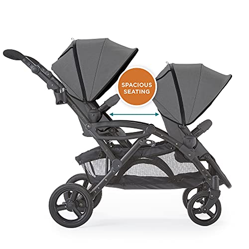 Contours Options Elite V2 Convertible Lightweight Tandem Double Baby Stroller & Toddler Stroller, Reversible Easy-Lift Seats, Spacious Seating, Height Adjustable Handle, Standing Fold - Charcoal Gray