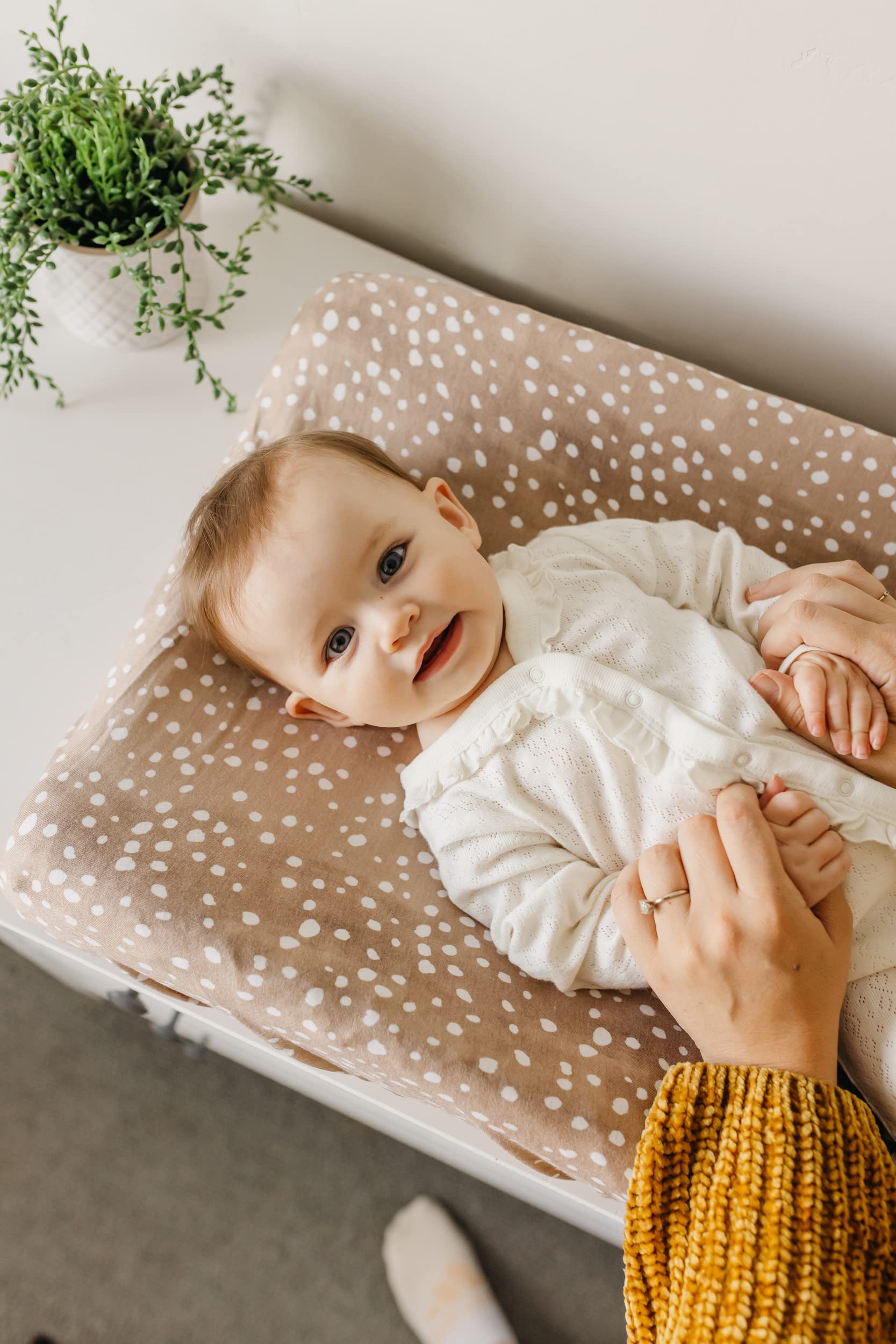 Copper Pearl Premium Knit Changing Pad Cover Soft, Stylish, and Universal Fit for All Standard Diaper Changing Pads, Trendy Design Changing Pad Covers, Fawn