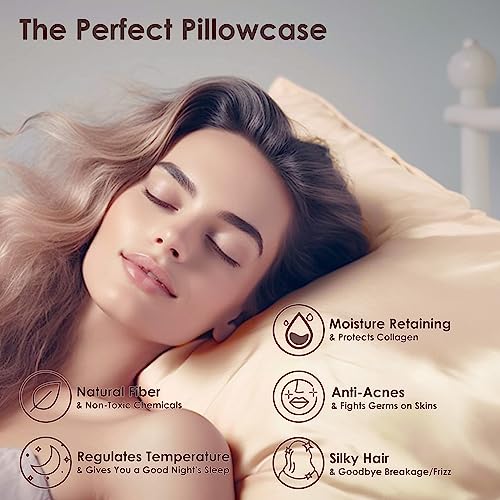100% Pure Mulberry Silk Pillowcase for Hair and Skin with Hidden Zipper - 22 Momme Premium 6A Grade, 600 Thread Count, Silk Pillow Cases Standard Size 20"x26" (Dark Green, 1pc, with Gift Box)