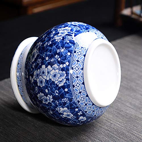 HUANG Ancient Chinese Style Creative Blue and White Ceramic Jar with Lid