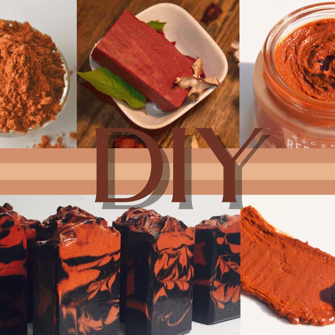 mGanna 100% Natural Moroccan Red Clay Powder for Hair Masks, Scrubs, Creams and Soap Making 0.5 LBS / 227 GMS