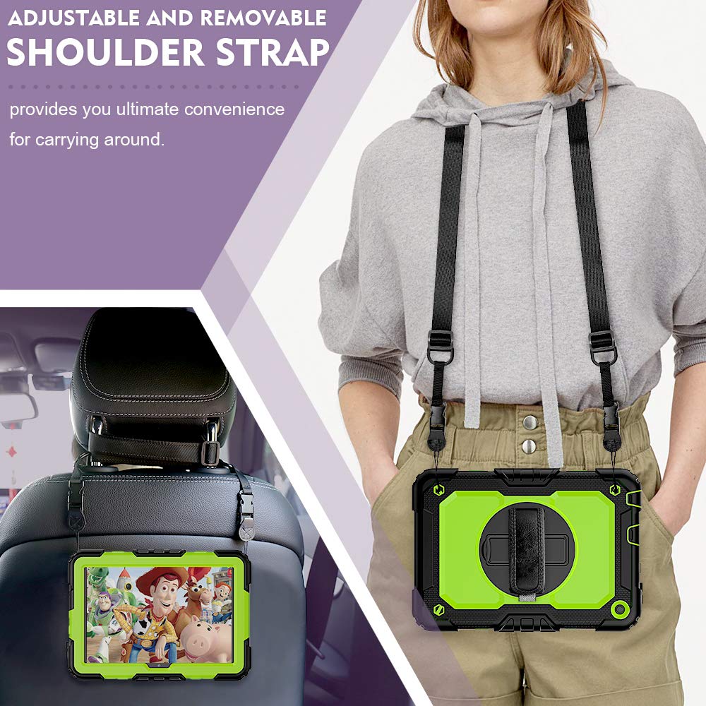 Amazon Kindle Fire HD 8 Case(10th Generation 2020 Release with Screen Protector | Herize Full Body Shockproof Protective Case W/Swivel Kickstand Hand Shoulder Strap for Amazon Fire HD 8 Inch 2020