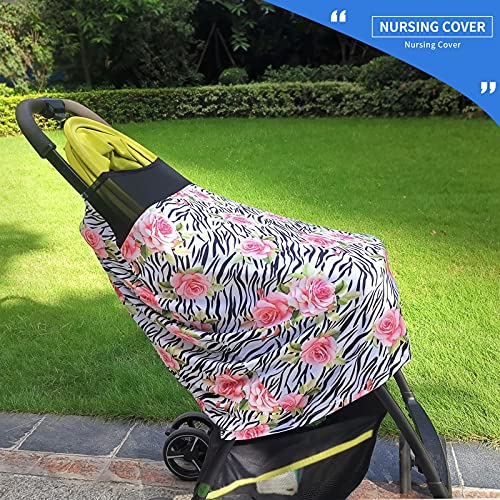 SYNPOS Nursing Covers for Breastfeeding, 360° Full Privacy Breastfeeding Cover, Multi-Purpose Baby Car Seat Cover, Shopping Cart Cover, Stroller Cover, Soft Nursing Apron for Breastfeeding