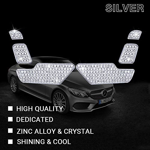 1797 Compatible Seat Adjust Button Caps for Mercedes Benz Accessories Parts Bling W204 W212 C117 X156 C E CLA GLA GLE Class AMG Covers Decals Interior Decorations Women Men Crystal Silver Pack of 6
