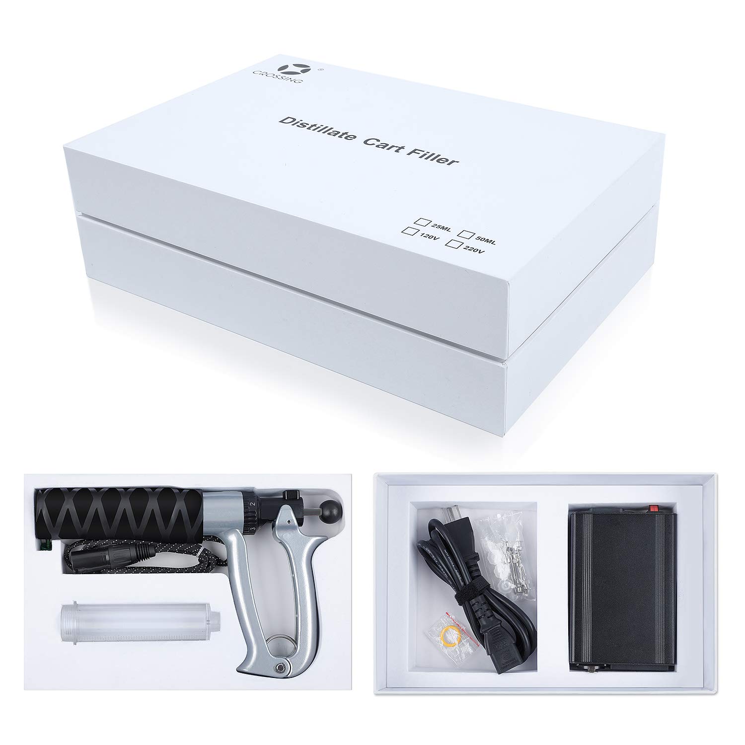 Crossing Upgrade Cartridge Filling Machine 50ml Capacity Handheld semi Automatic Heating cart Filler Gun with Two Tubes