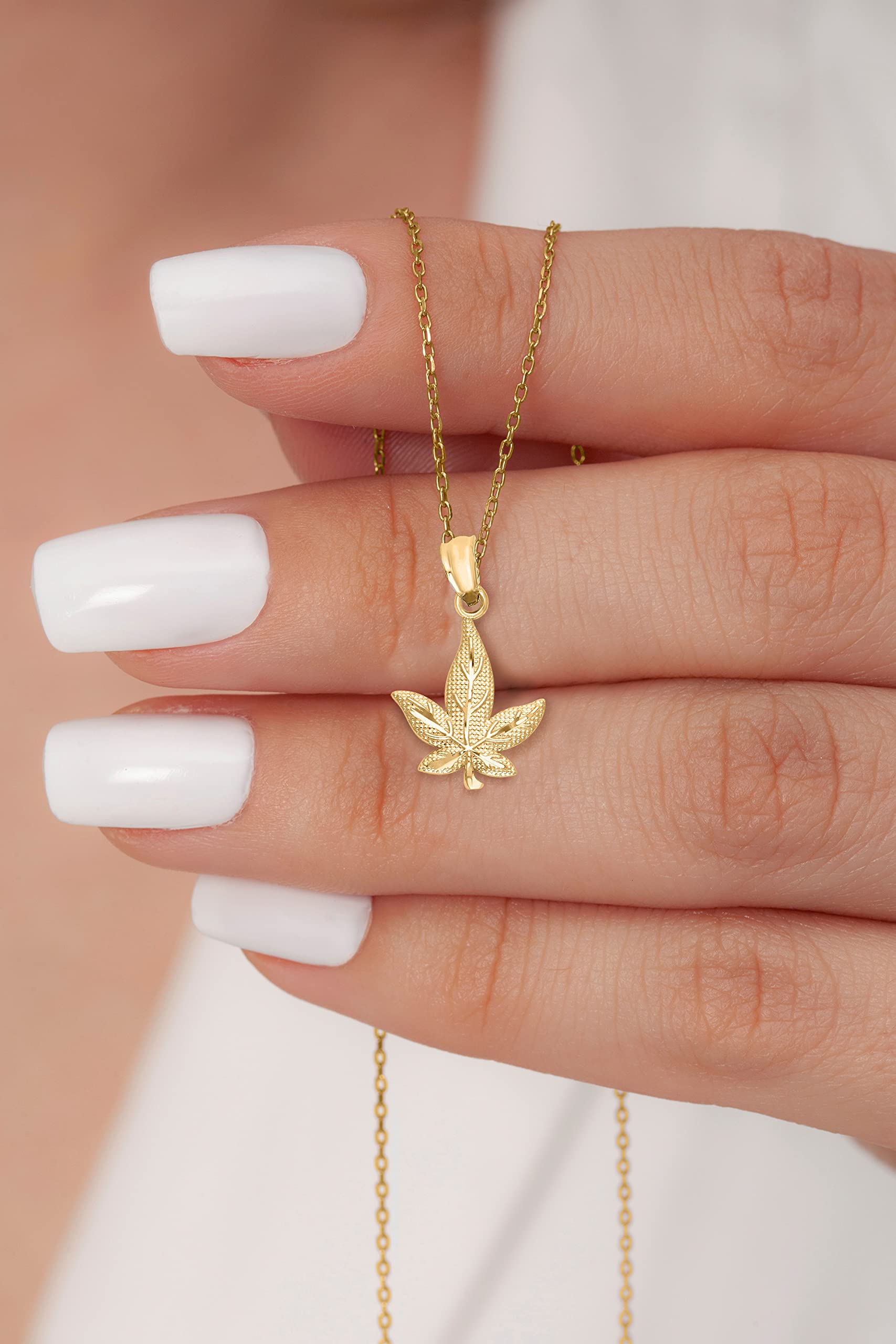 10k Real Solid Gold Weed Leaf Pendant for Necklace, Marijuana Accessories Gift for Her, 420 Jewelry Stoner Charm