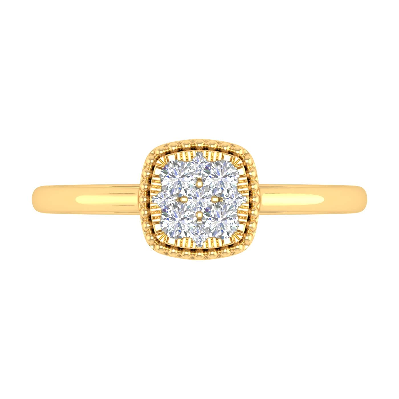 1/4 Carat Cushion Cut Diamond Ring in 10K Yellow Gold (Ring Size 8.25)