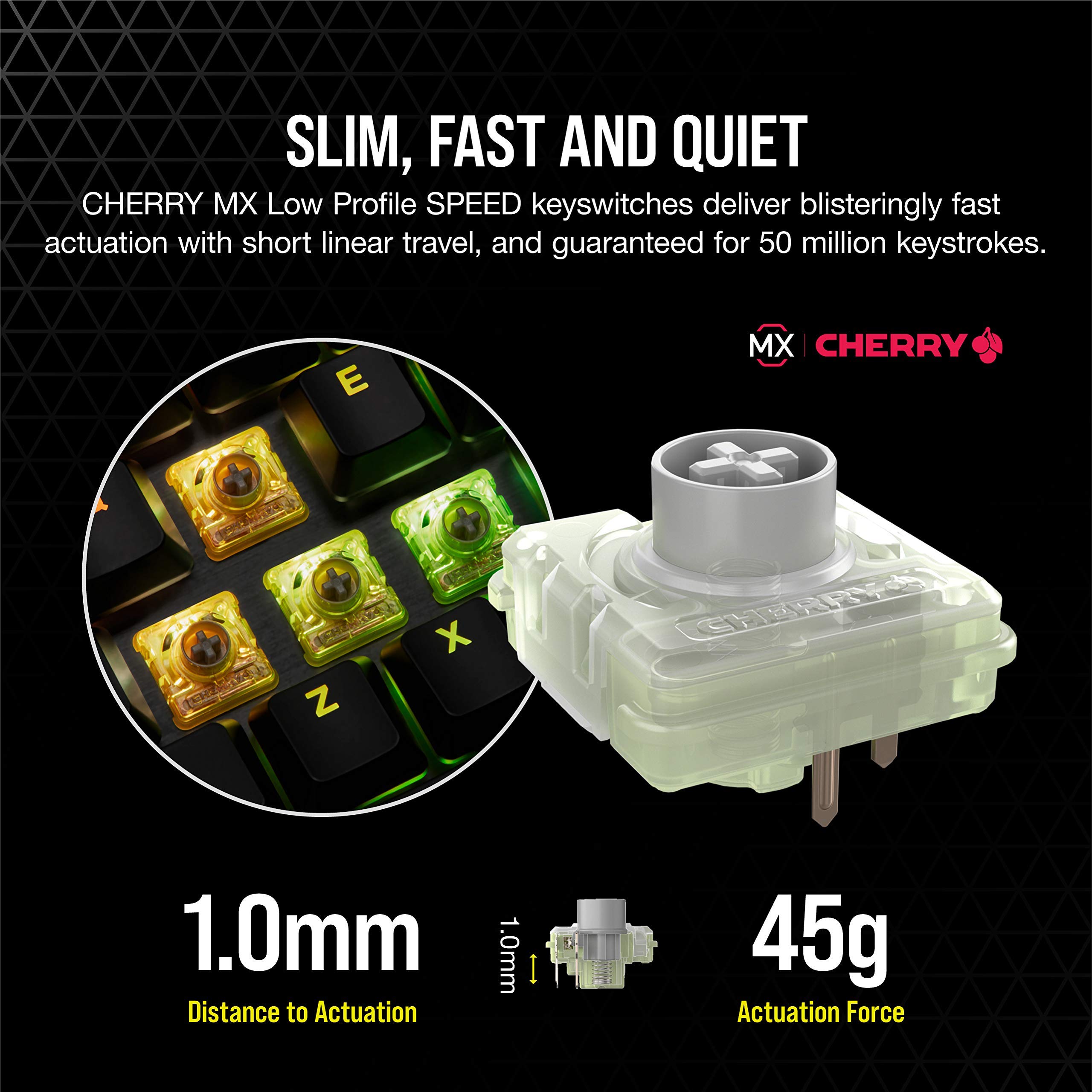 Corsair K60 RGB Pro Low Profile Mechanical Gaming Keyboard - Cherry MX Low Profile Speed Mechanical Keyswitches – Slim and Streamlined Durable Aluminum Frame - RGB Backlighting (Renewed)