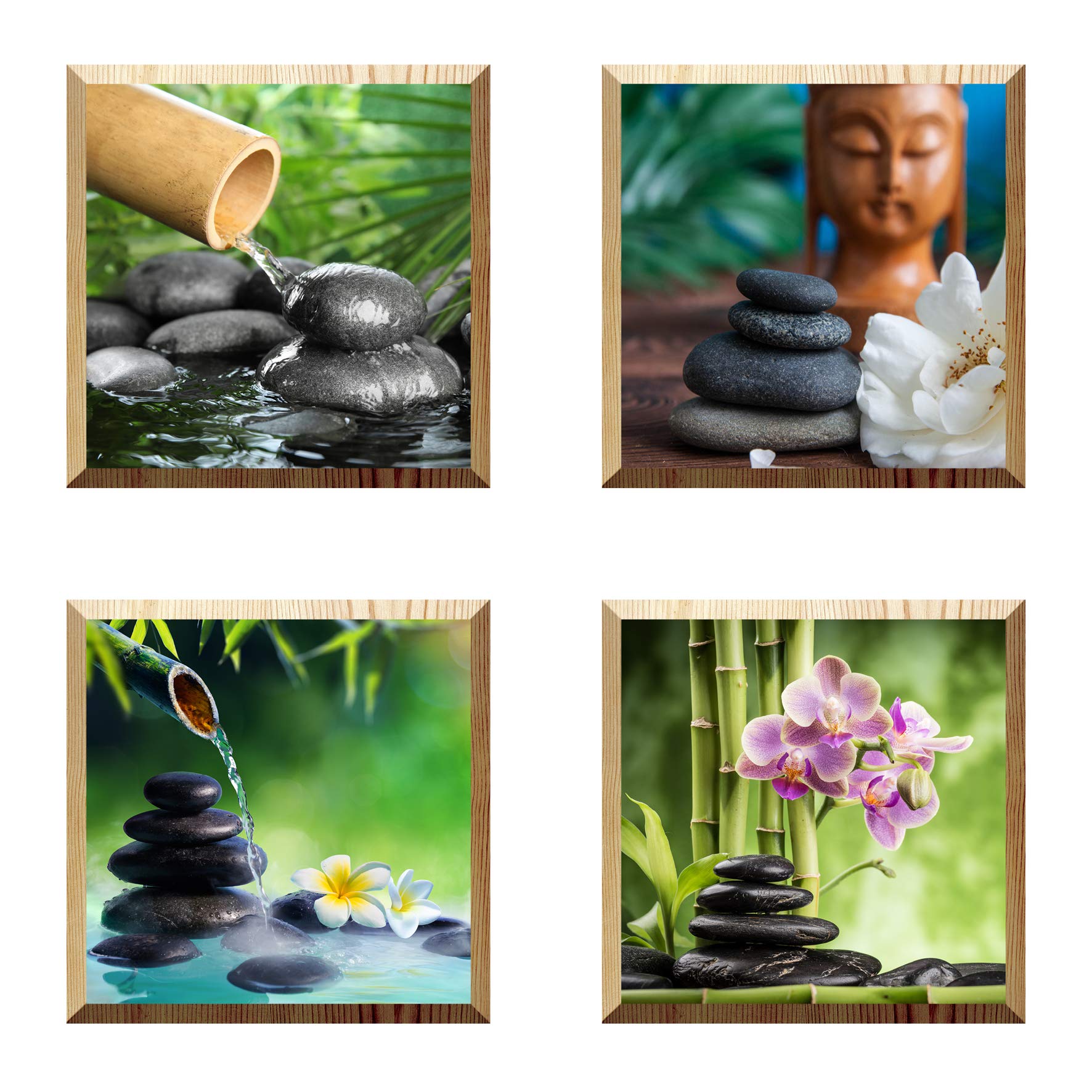 3D-Mirage 4 PC Pack Art Magic Peel and Stick 3D Vinyl Removable Wall Sticker Decals DIY Sticky Backsplash, Zen Garden Stone 4008-MI