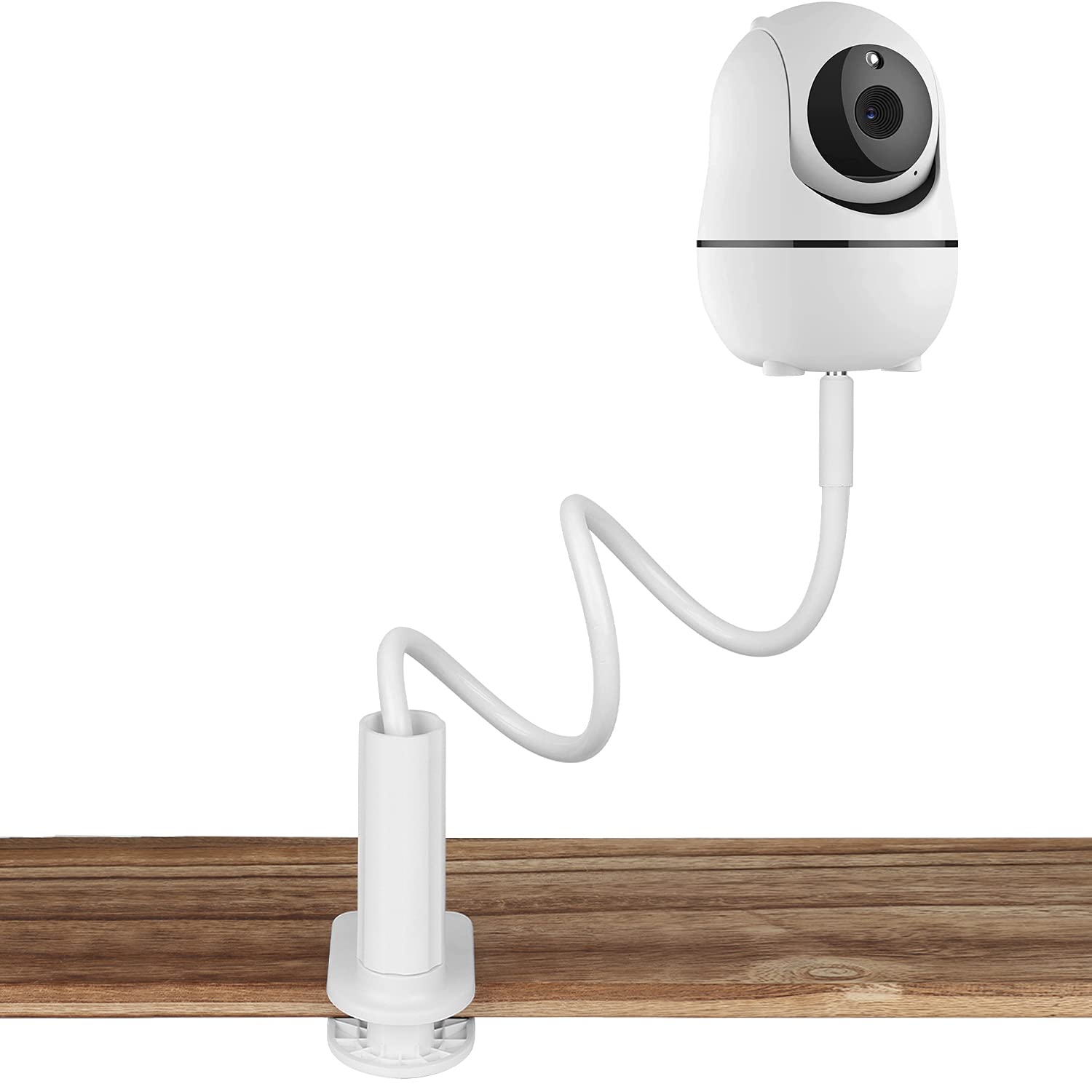 iTODOS Gooseneck Baby Monitor Holder Compatible with HelloBaby HB65/HB66/HB248,ANMEATE SM935E Baby Monitor Camera,27inch Length Stable and Durable Flexible Arm - White