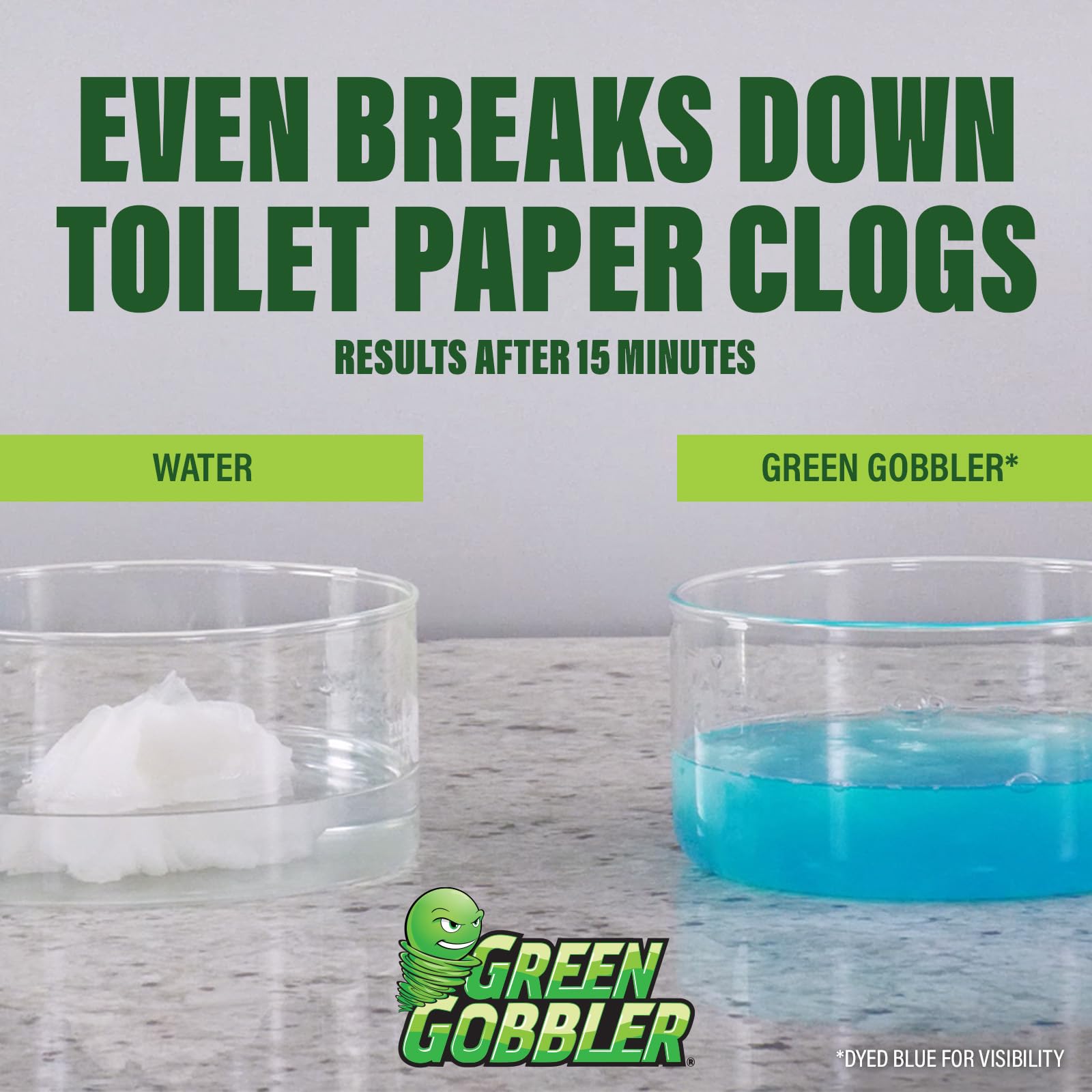 Green Gobbler Drain Clog Remover | Toilet Clog Remover | Dissolve Hair & Organic Materials from Clogged Toilets, Sinks and Drains | Drain Cleaner and Opener, 128 oz