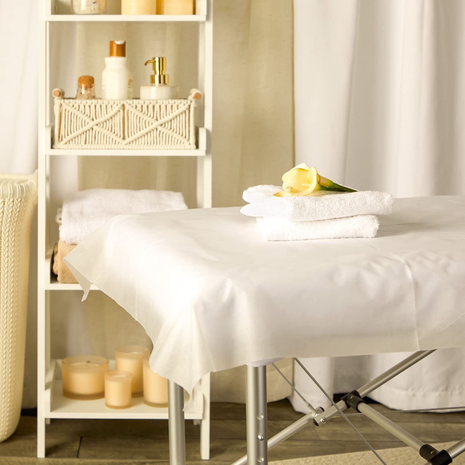 25 Pack Disposable Massage Table Sheets, Spa Bed Cover for Tattoo Chair, Beauty Salon, Chiropractor (31 x 78 In, White)