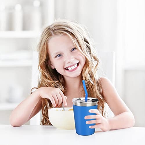 5Pack Kids Cups with Straws and Lids Spill Proof, 12oz Toddler Straw Cups with Colorful Silicone Sleeves, Unbreakable Stainless Steel Water Tumblers for Cold & Hot Drinks