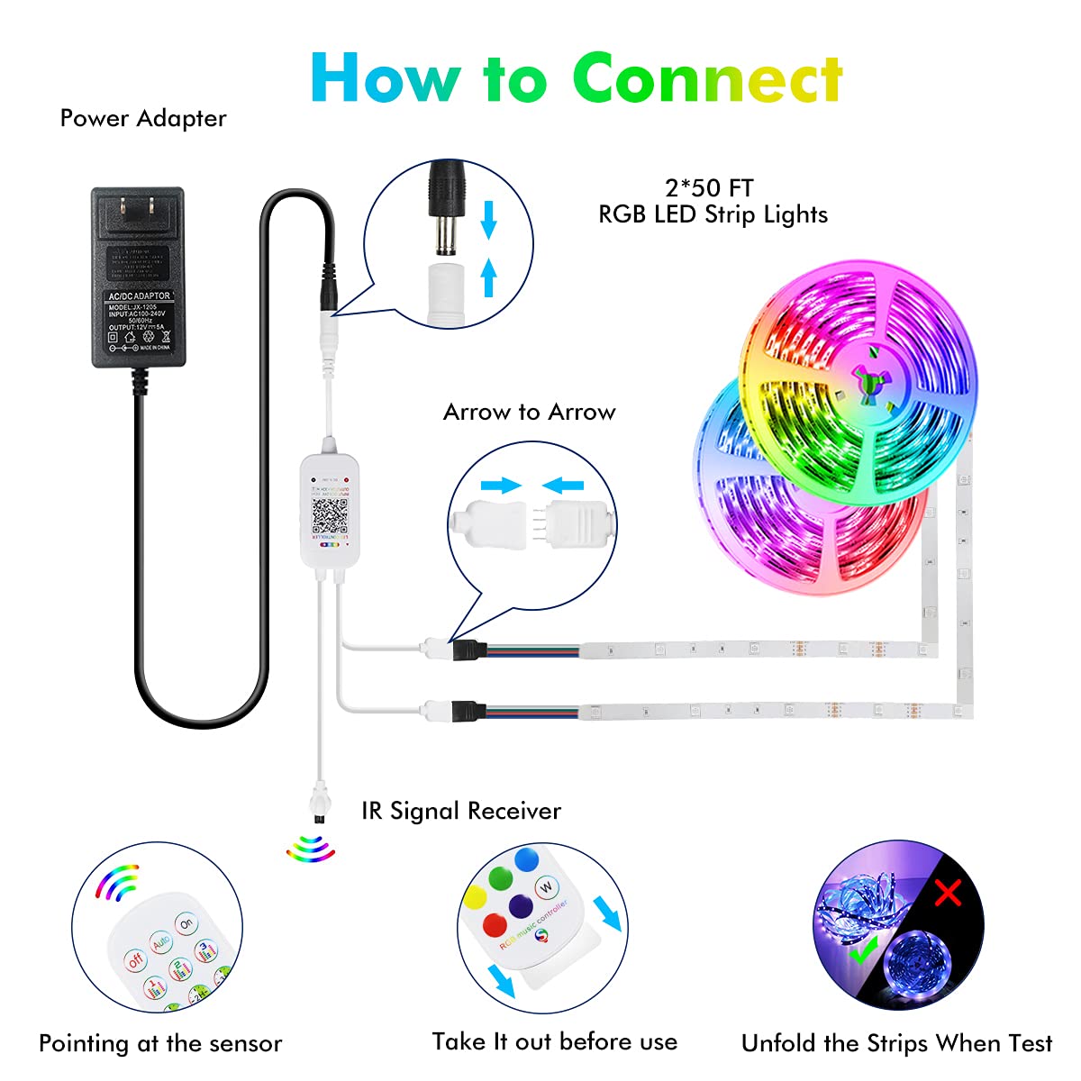100ft Led Strip Lights, LiviNGPAi Color Changing LED Light Strips with Music Sync, Remote, Built-in Mic, Bluetooth App Control, RGB LED Lights for Bedroom, Party, Kitchen, TV, Home