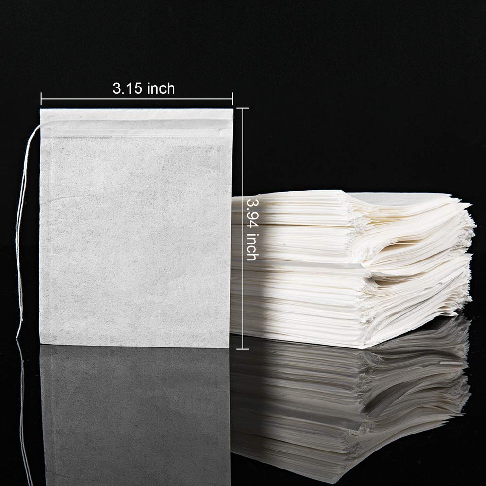 100PCS Tea Filter Bags, Disposable Tea Bags for Loose Leaf Tea, Drawstring Empty Tea Infuser, BetyBedy Tea Steeper, Natural Wood Pulp Paper Material, 1-Cup Capacity(3.15 x 3.94 inch)