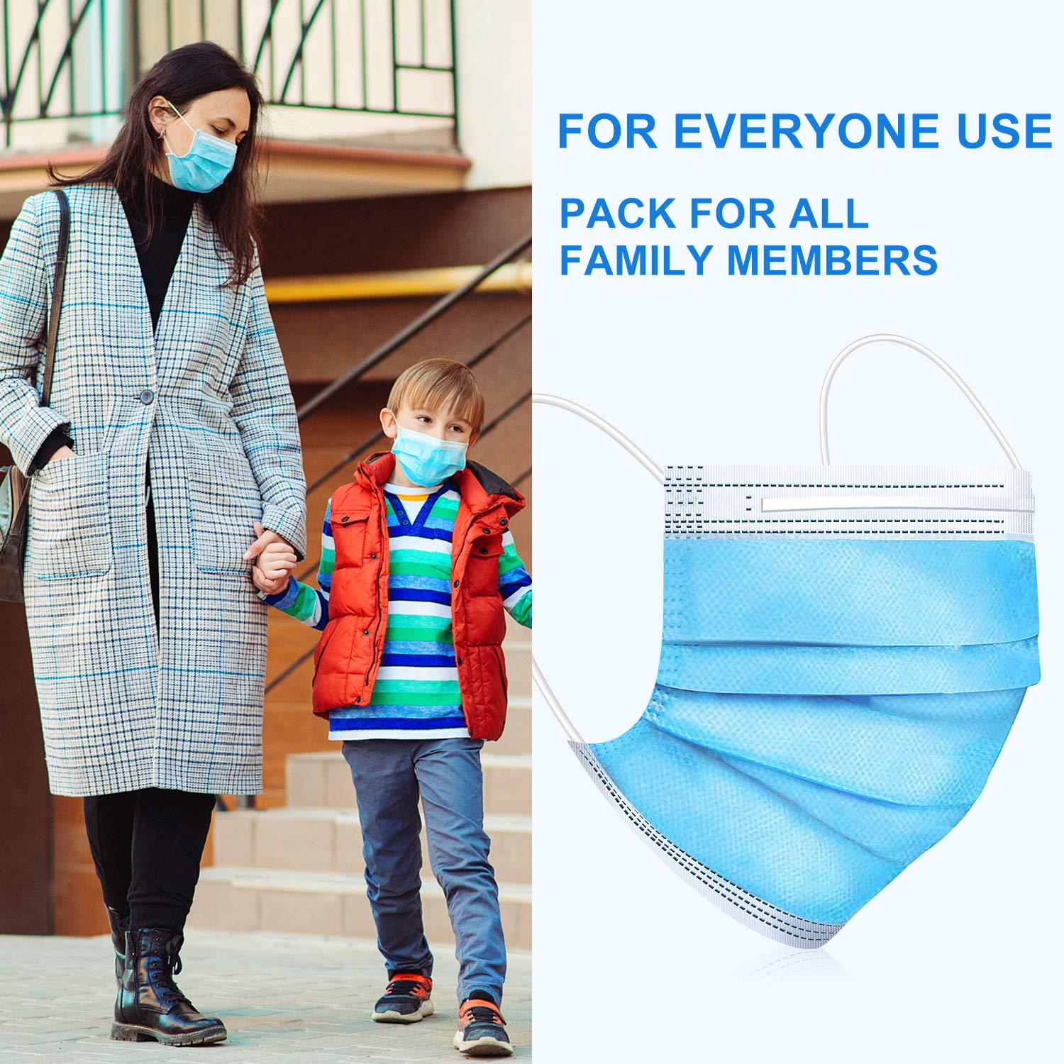 FGCCJP Face Mask for Kids (50pcs), Kids Disposable Mask 3-layer with Elastic Ear Loops, Suitable for Boys Girls Kids Children