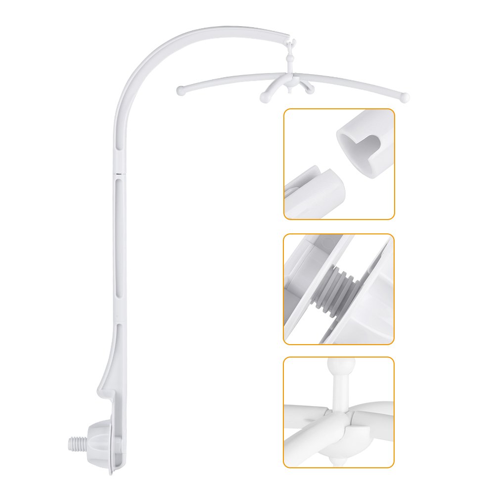 Crib Mobile Arm 26.77 Inch Baby Crib Mobile, Mobile Arm for Crib, ABS Plastic Infant Music Box Holder Arm Bracket for Bed Holder or Baby Bed Toy Decoration Holder,White