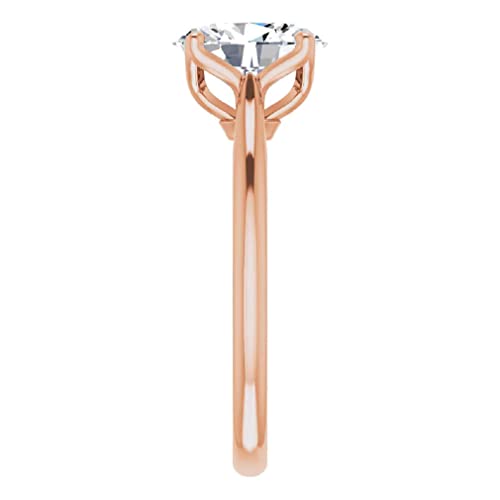 10K Solid Rose Gold Handmade Engagement Rings 1.0 CT Oval Cut Moissanite Diamond Solitaire Wedding/Bridal Ring Set for Women/Her Propose Ring (8.5)