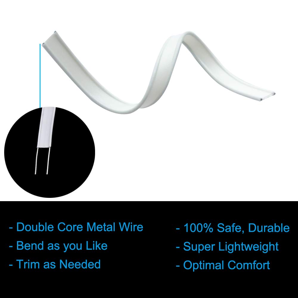 100 PCS Plastic Nose Bridge Strip Wire Piece, 10CM Double Washable Nose Wire, Adjustable Bendable Flat Nose Wire Clips Plastic Coated Strips Straps Pieces for Handmade Crafting Sewing Insert