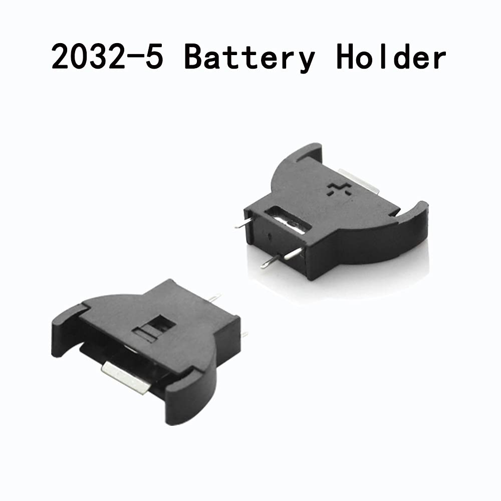 rgzhihuifz CR2032 Battery Holder, Coin Cell Button Socket Holder Case, CR2032 Coin Cell Button Battery Holder with 3 Pin Solder Mounting Lead