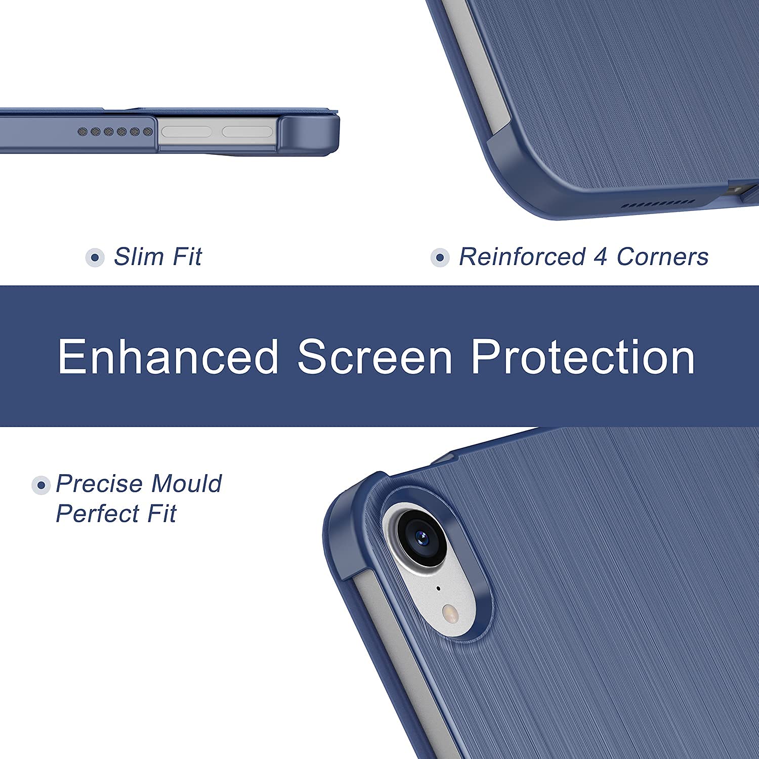 Soke for iPad Mini 7 Case A17 Pro, iPad Mini 7th/6th Generation 2024/2021- [Slim Trifold Stand + Auto Wake/Sleep], Protective Hard PC Back Cover for Apple iPad Mini 7/6 Gen 8.3 Inch - Navy