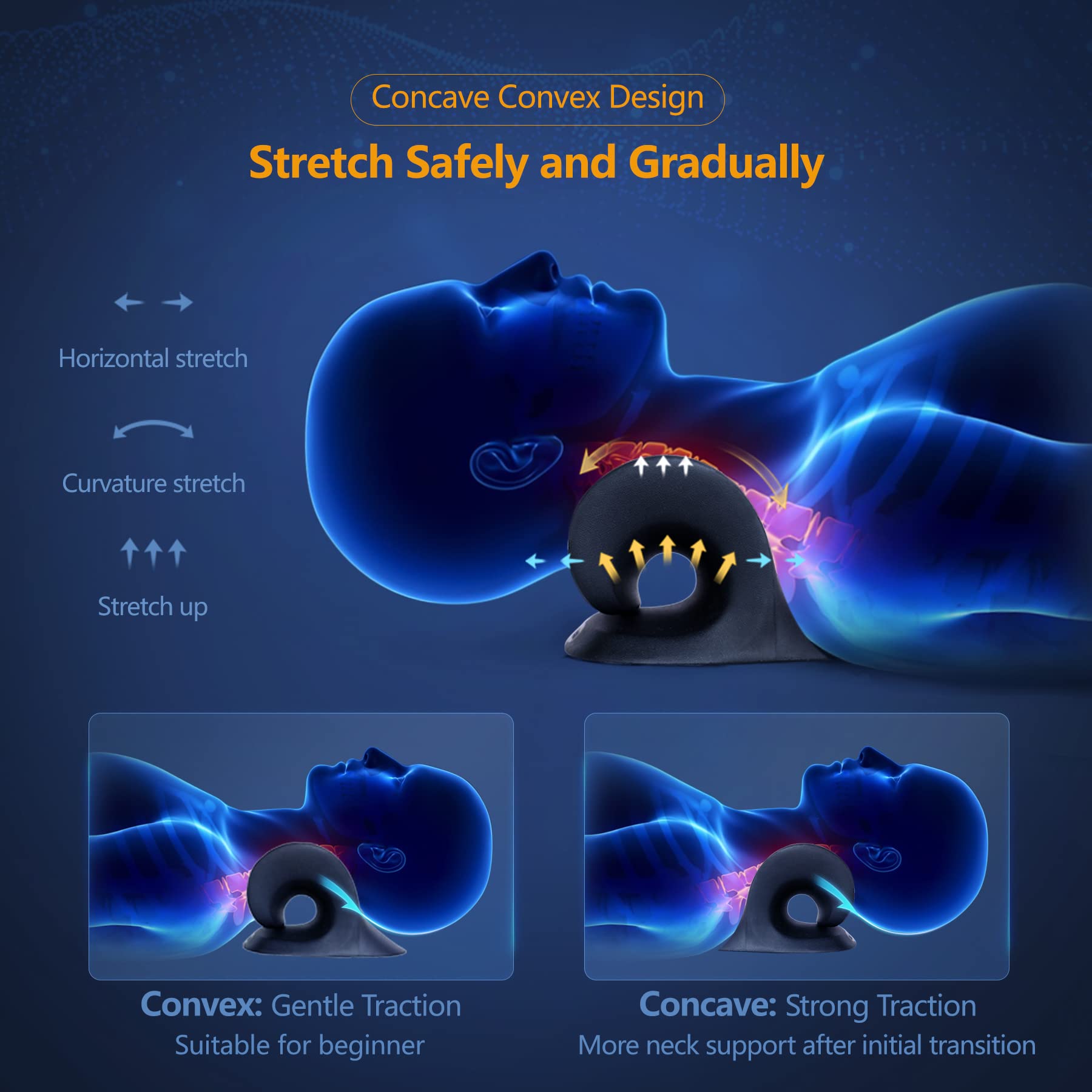 Cozyhealth Neck Stretcher for Neck Pain Relief, Heated Cervical Traction Device Pillow with Graphene Heating Pad, Neck and Shoulder Relaxer for TMJ Pain Relief and Cervical Spine Alignment (Black)