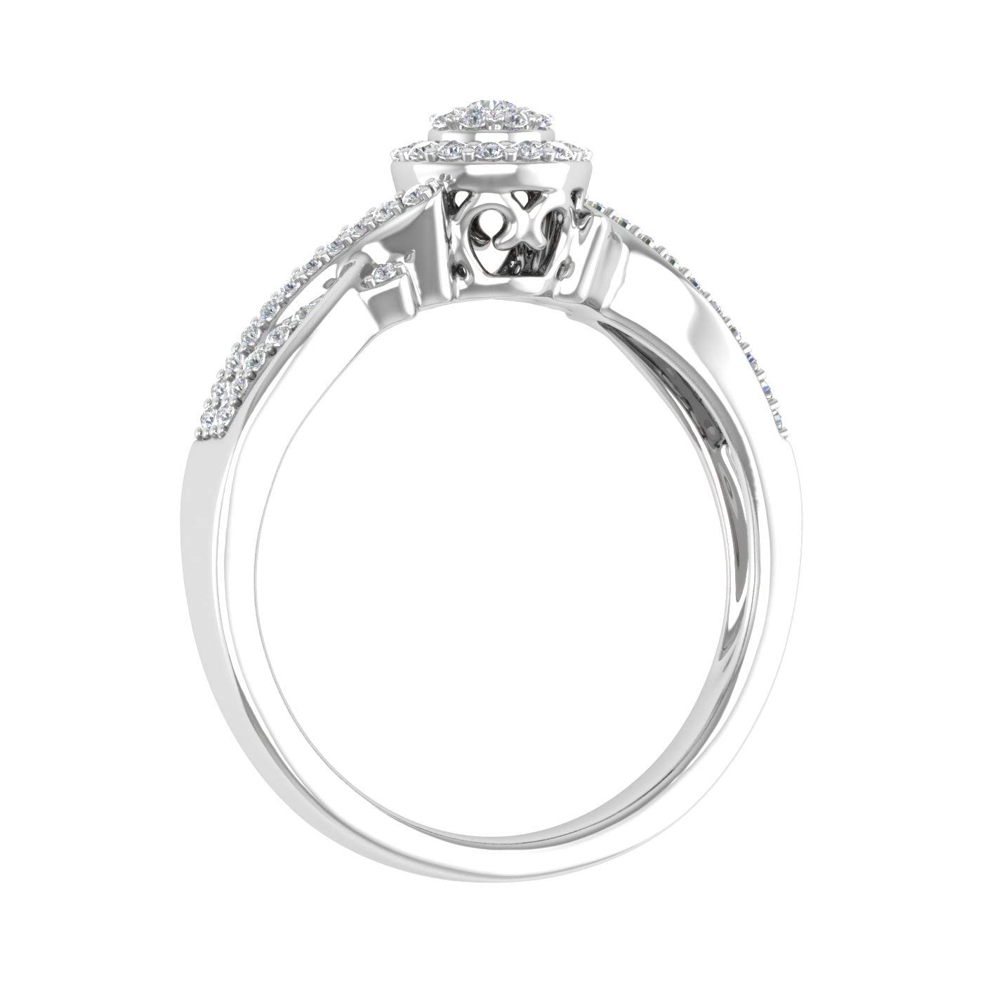 1/4 Carat Round Diamond Engagement Ring in 10K White Gold - IGI Certified (Ring Size 7.25)