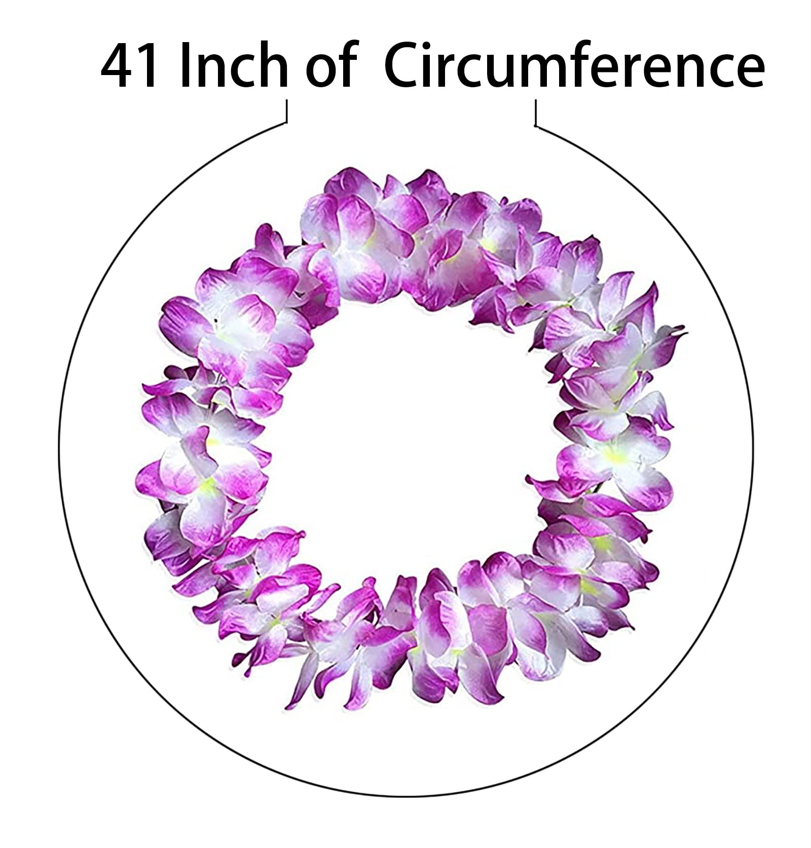 12 Pcs Thicken 41 Inch Purple Hawaiian Leis for Graduation Party, Dance Party, Photo Prop in Outdoors (12 Pcs)