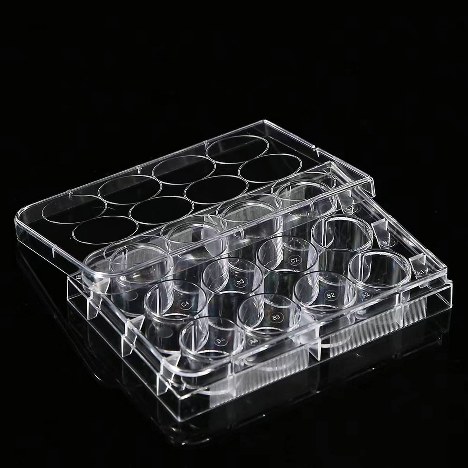 12-Well Tissue Culture Plate - Individually Wrapped, with Lid,Flat Bottom Wells(Pack of 10)